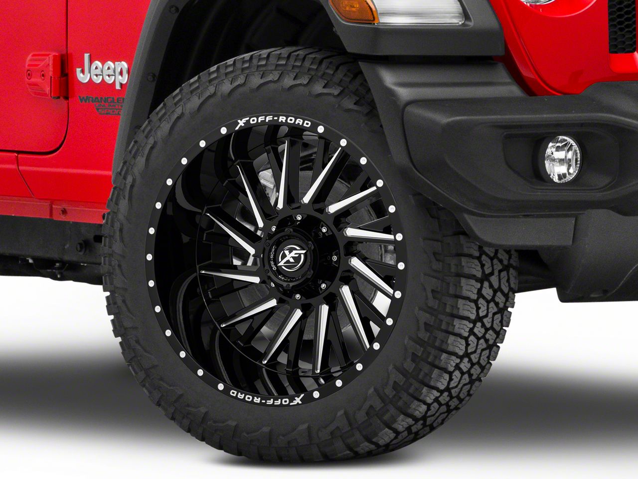 XF Offroad Jeep Wrangler XF-226 Gloss Black Milled Wheel; 22x12; -44mm ...