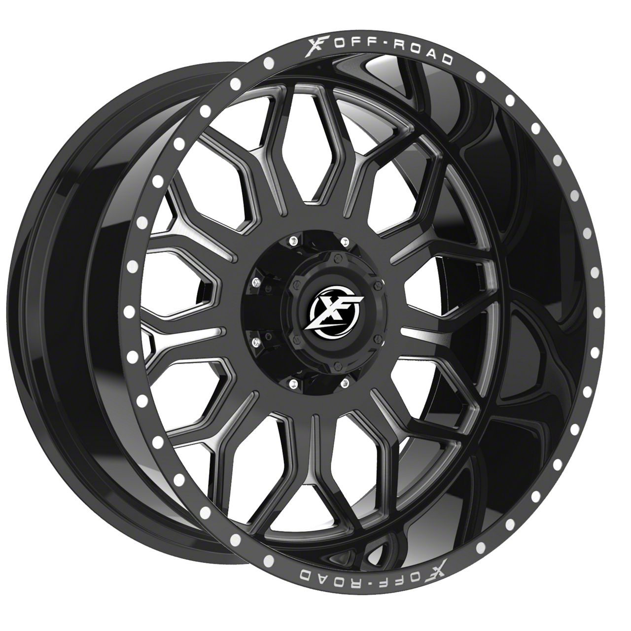 XF Offroad Jeep Wrangler XF-227 Gloss Black and Milled Wheel; 20x10 ...
