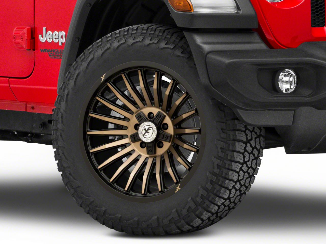 XF Offroad Jeep Wrangler XF-231 Satin Black Machined with Bronze Double ...