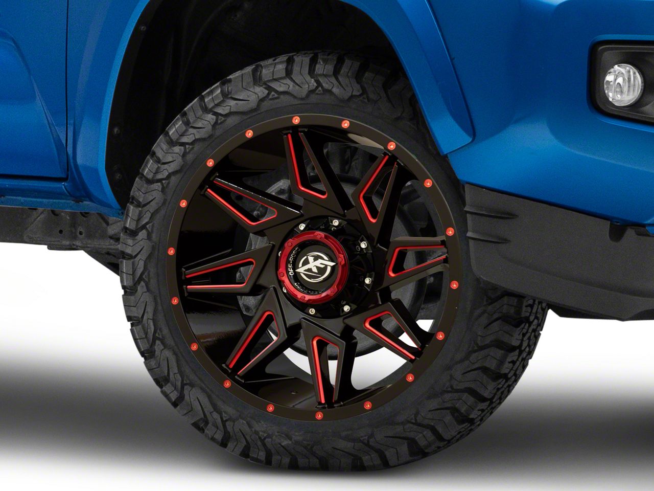 XF Offroad Tacoma XF-218 Gloss Black Red Milled 6-Lug Wheel; 20x10 ...