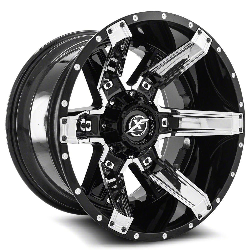 XF Offroad Titan XF-214 Gloss Black with Chrome Inserts 6-Lug Wheel ...