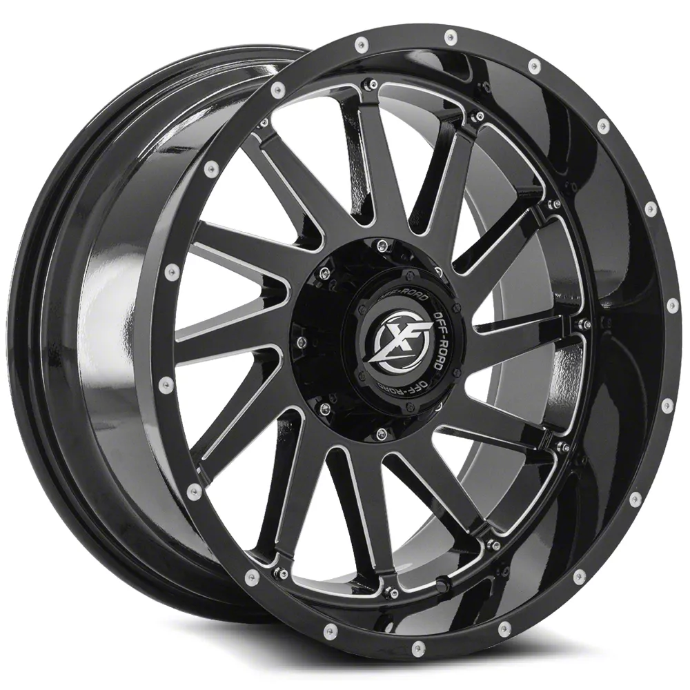 XF Offroad Titan XF-216 Gloss Black and Milled 6-Lug Wheel; 20x10 ...