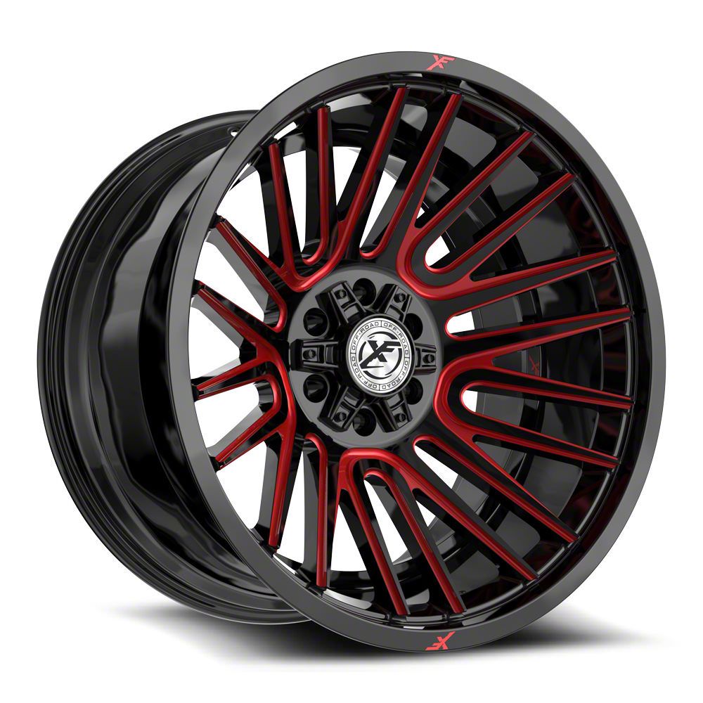 XF Offroad Titan XF-234 Gloss Black and Red Machined 6-Lug Wheel; 20x10 ...