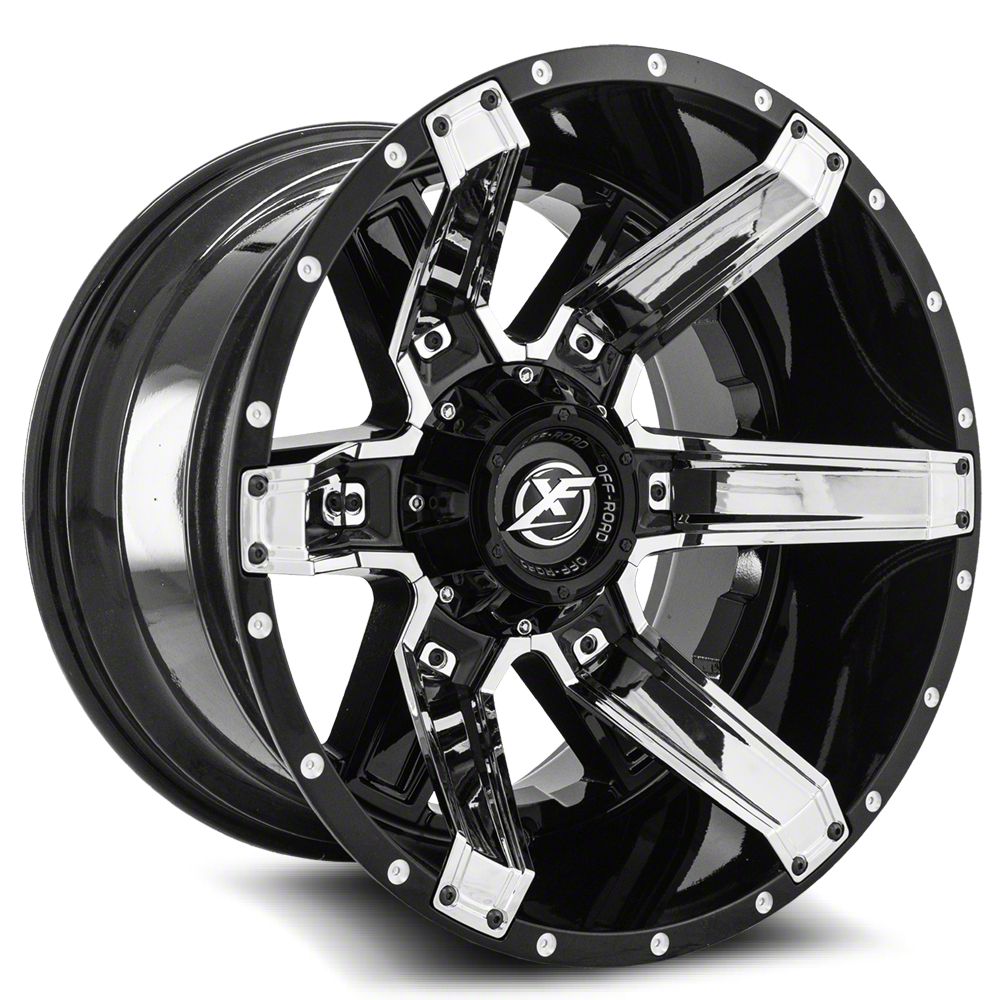 XF Offroad Titan XD XF-214 Gloss Black with Chrome Inserts 6-Lug Wheel ...