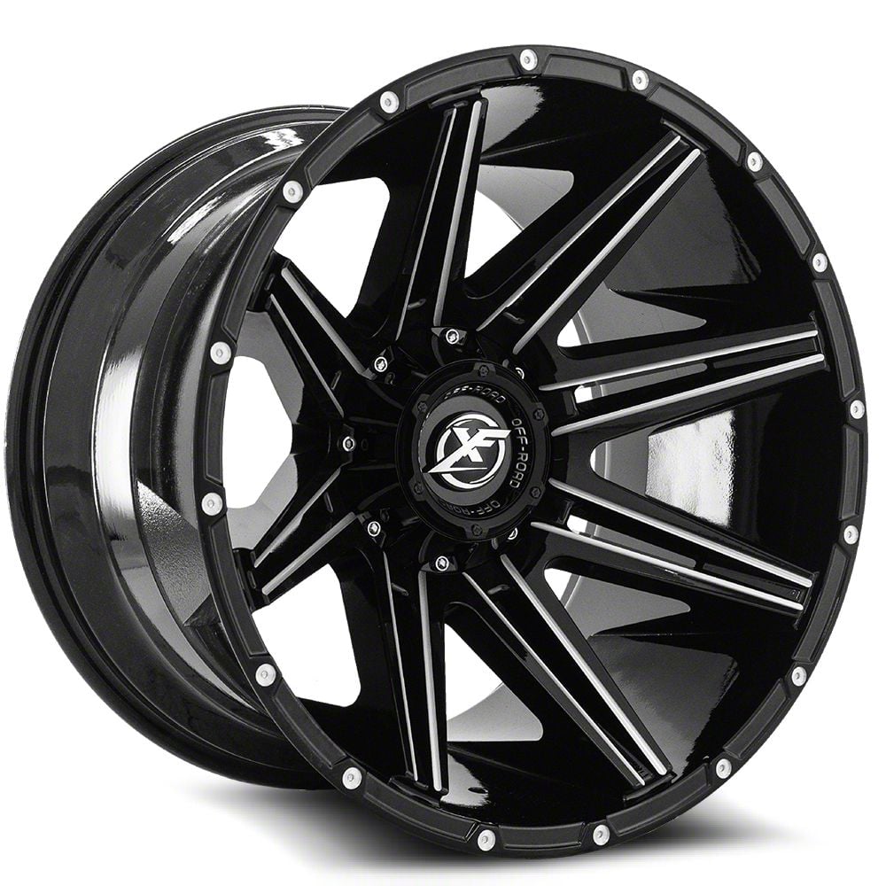 XF Offroad Titan XD XF-220 Gloss Black and Milled 6-Lug Wheel; 22x10 ...