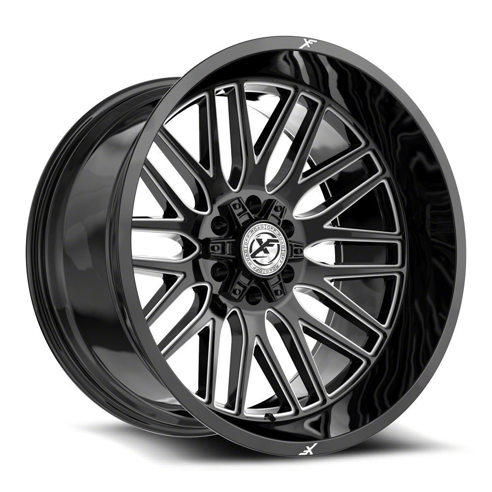 XF Offroad Titan XD XF-240 Gloss Black and Milled 6-Lug Wheel; 26x12 ...