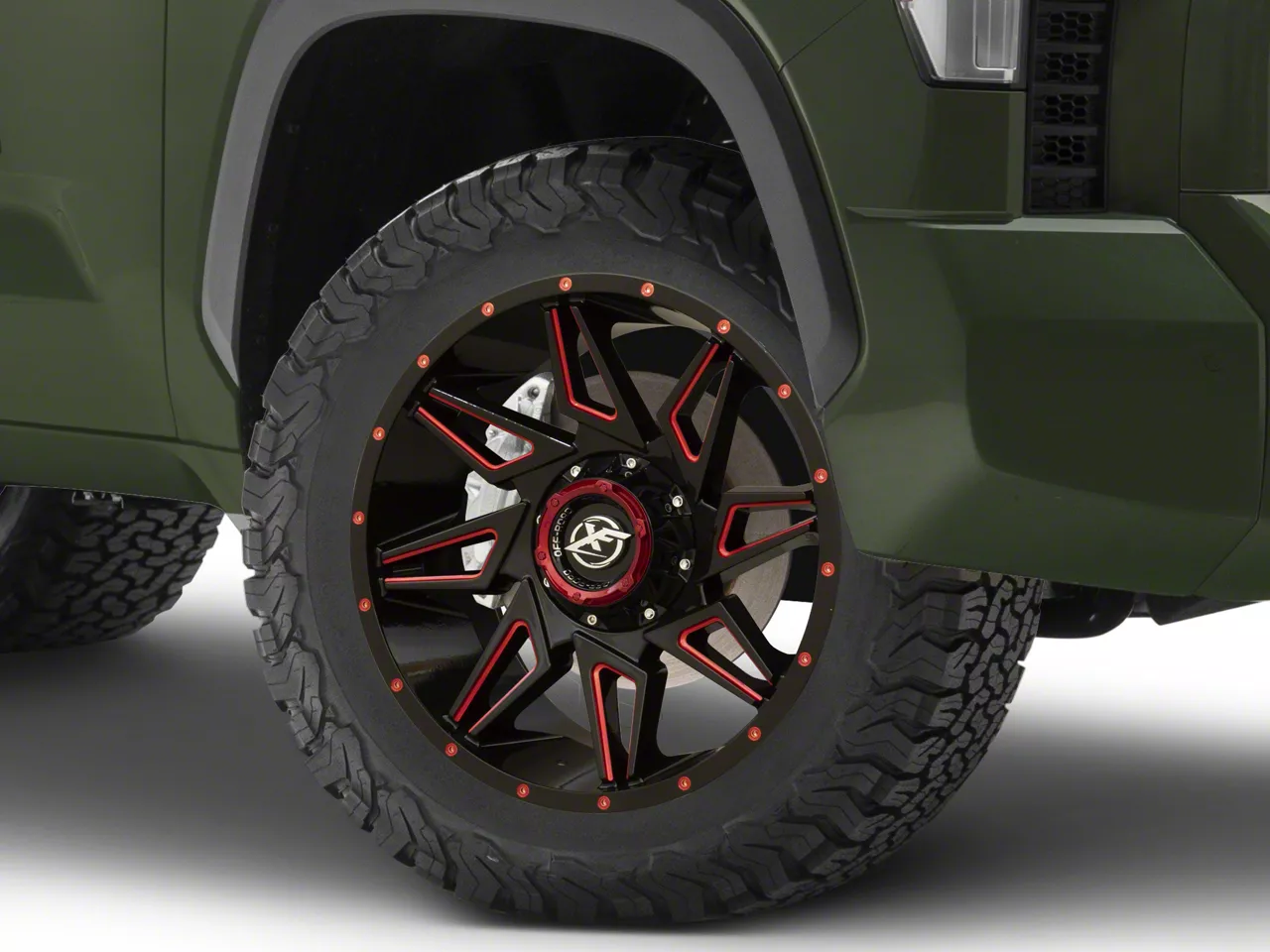 XF Offroad Tundra XF-218 Gloss Black Red Milled 6-Lug Wheel; 20x10 ...