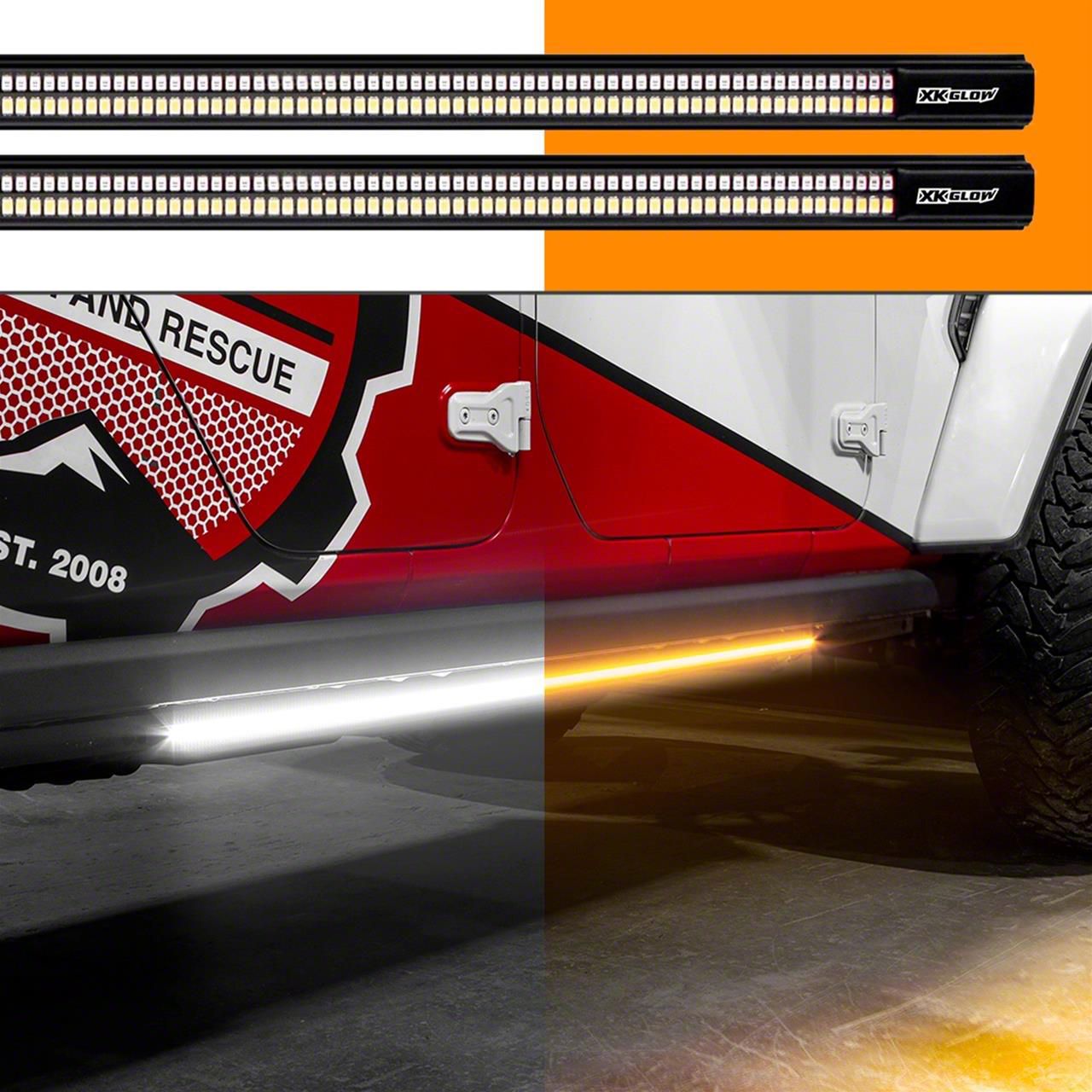 XK Glow Frontier 48-Inch White+Amber Running Board Step LED Light Bar ...