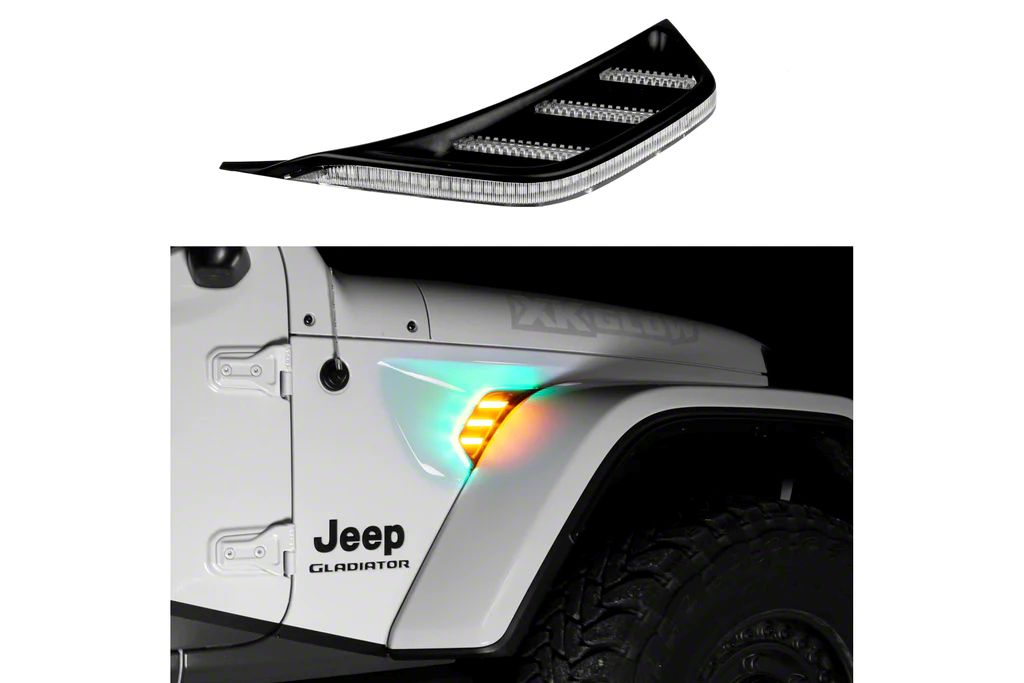 XK Glow Jeep Gladiator RGB+Amber Fender Vent Turn Signal and Running ...