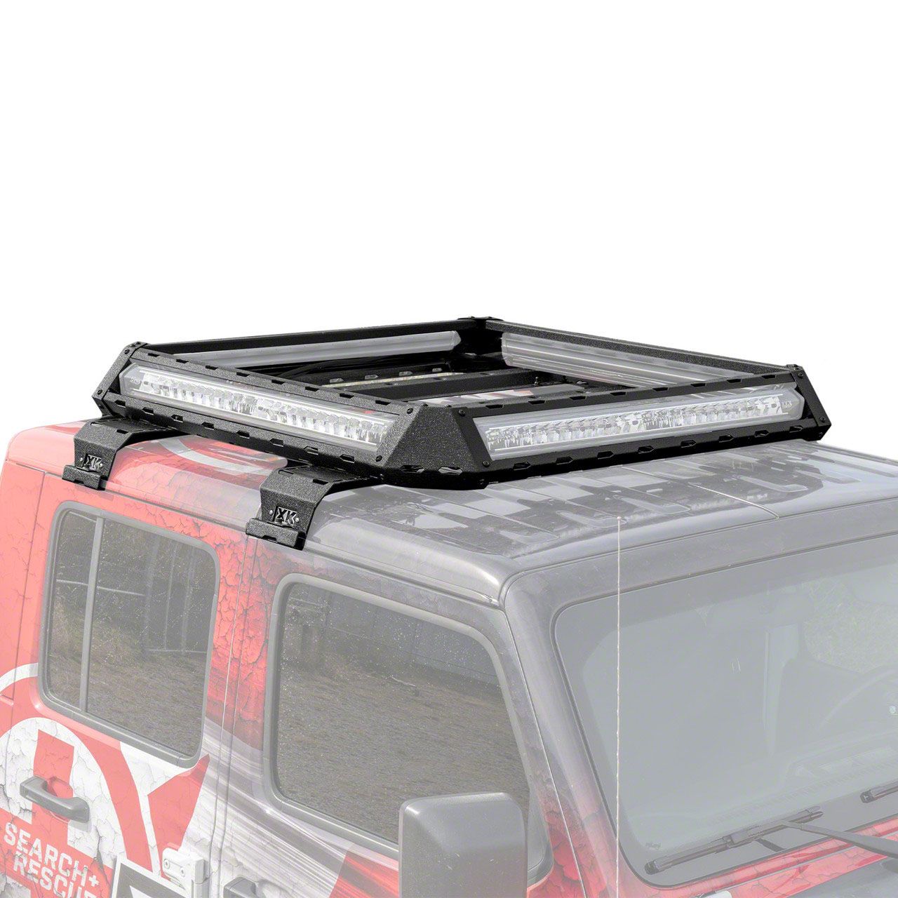 XK Glow Jeep Wrangler 36x36-Inch 360 Roof Rack Kit XK-RR-JP-2222 (07-26 ...