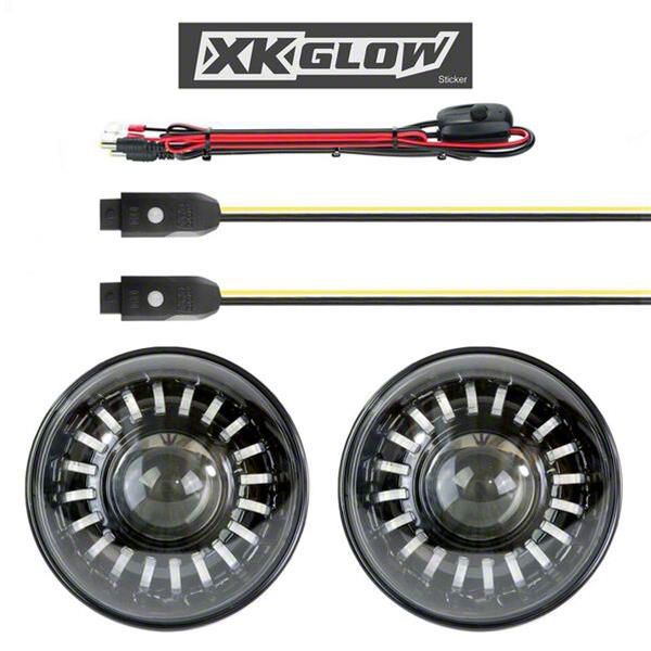 XK Glow Jeep Wrangler 7-Inch RGB LED Headlights; Black Housing; Clear ...