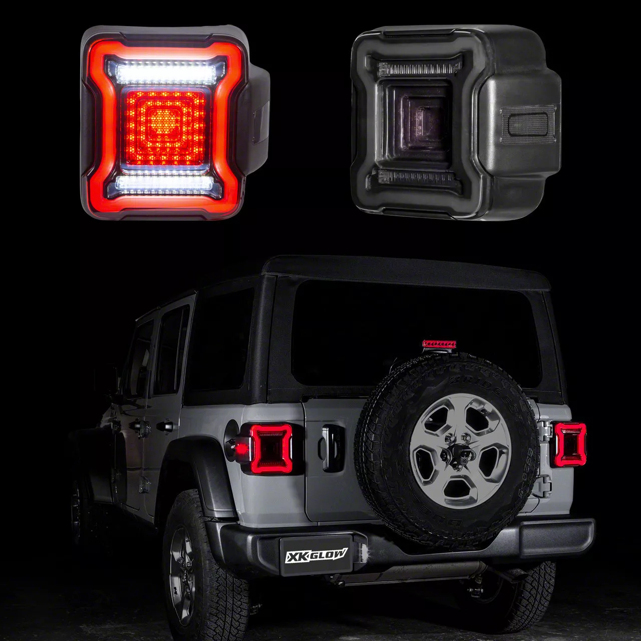 XK Glow Jeep Wrangler LED Tail Lights; Black Housing; Dark Smoked Lens ...