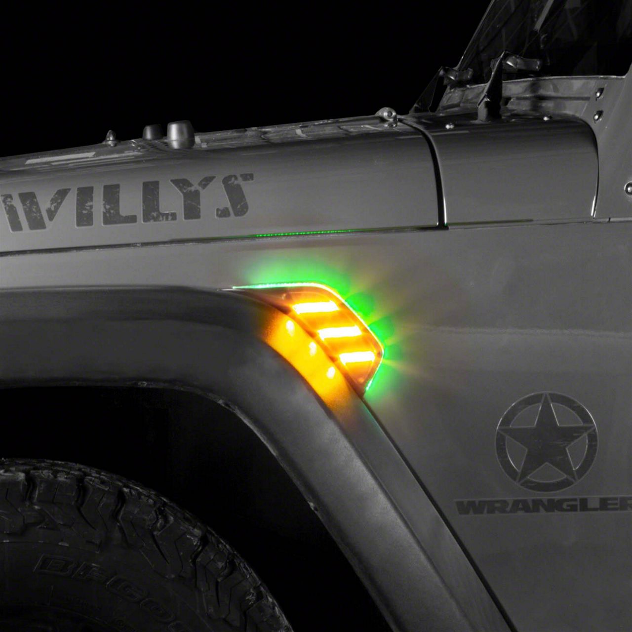 XK Glow Jeep Wrangler RGB+Amber Fender Vent Turn Signal and Running ...