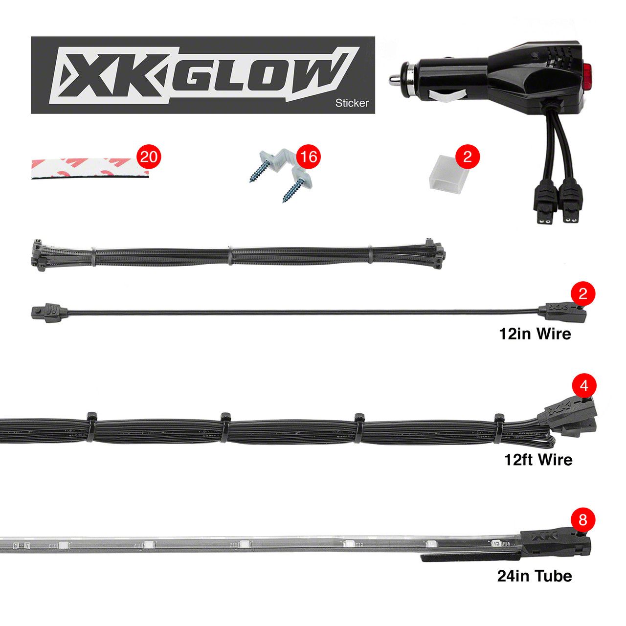 XK Glow Tundra 24-Inch Underglow LED Accent Light Kit; White XK041002-W ...