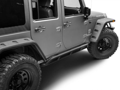 DV8 Offroad Jeep Wrangler Steel Rock Guard/Sliders; Black SRSOTB-01 (07 ...