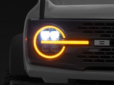 Form Lighting Bronco Sequential LED Projector Headlights; Black Housing ...