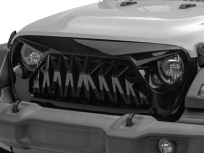American Modified Jeep Wrangler Shark Grille; Glossy Black AMJPCA00104 ...