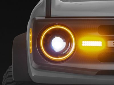 Oracle Bronco Oculus Bi-LED Projector Headlights with Amber Halo; Black ...