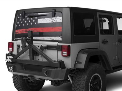 SEC10 Jeep Wrangler Perforated Real Flag Rear Window Decal; Red Line ...
