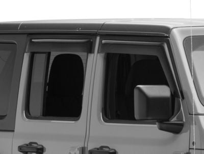RedRock Jeep Wrangler Tape-On Window Deflectors; Front and Rear; Smoked ...
