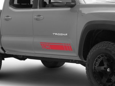 SEC10 Tacoma TACO Rocker Decal; Red TT42620 (05-24 Tacoma) - Free Shipping