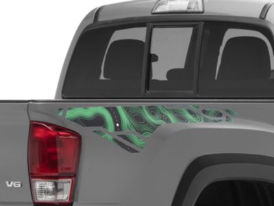 SEC10 Tacoma Topographic Bed Side Graphics; Green TT45262 (16-23 Tacoma ...