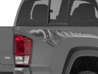 SEC10 Tacoma Topographic Bed Side Graphics; Grey TT45260 (16-23 Tacoma ...