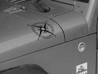 SEC10 Jeep Wrangler Small Compass Decal Set; Gloss Black J108109 (66-24 ...