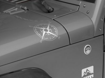 SEC10 Jeep Wrangler Compass Decal; Silver J108116 (66-26 Jeep CJ5, CJ7 ...