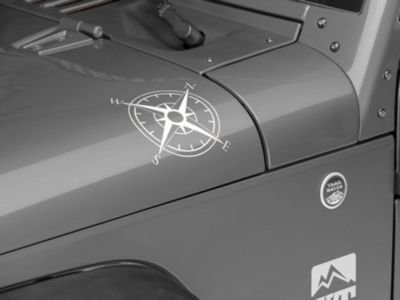 SEC10 Jeep Wrangler Small Compass Decal Set; White J108111 (66-24 Jeep ...